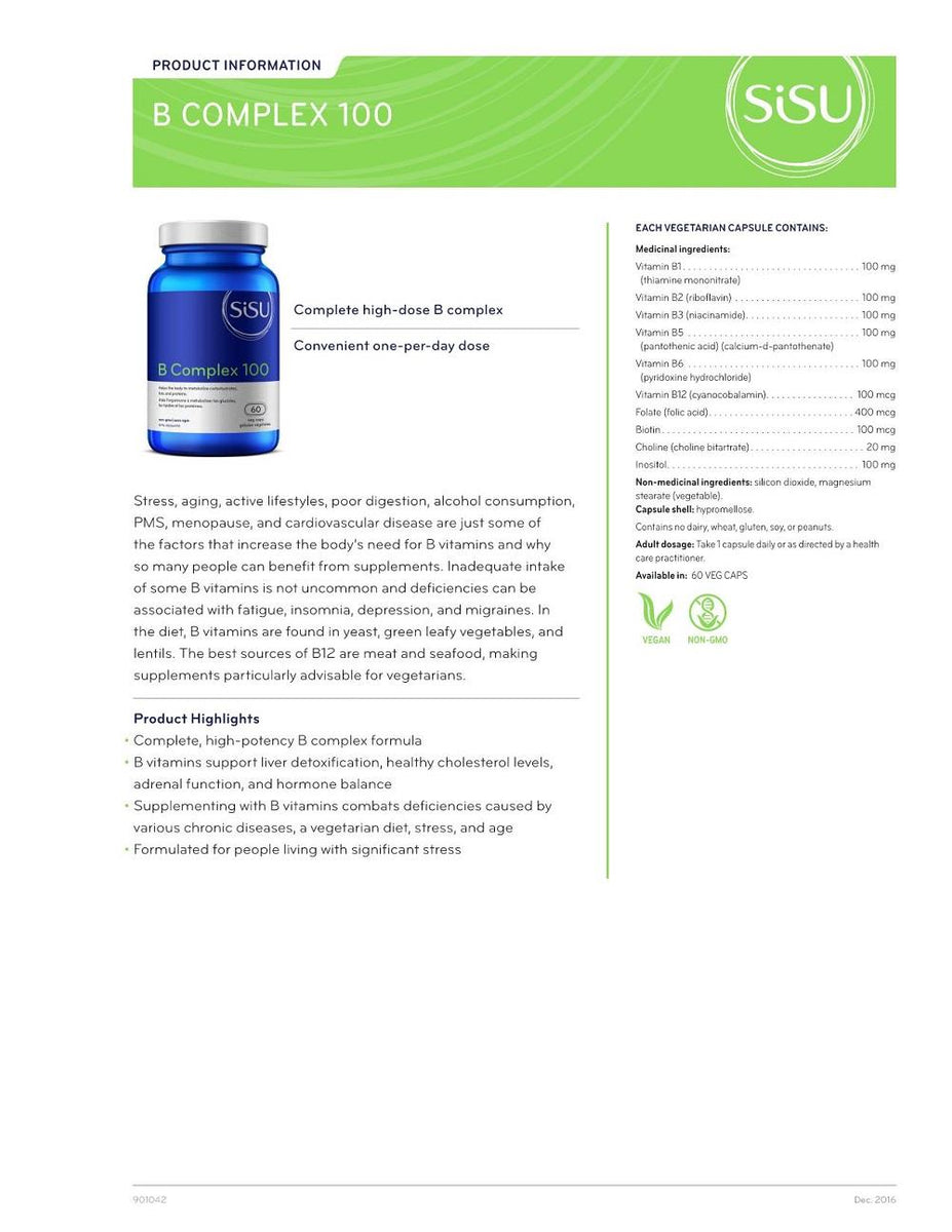 SISU B Complex 100 60 Capsules – One Stop Natural